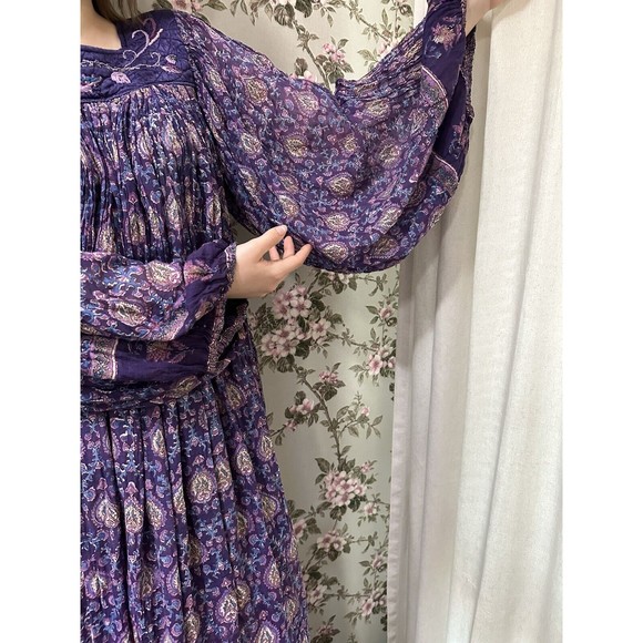 Phool | Dresses | Rare Vtg Phool 7s Purple Beads Retro Puff Sleeves ...